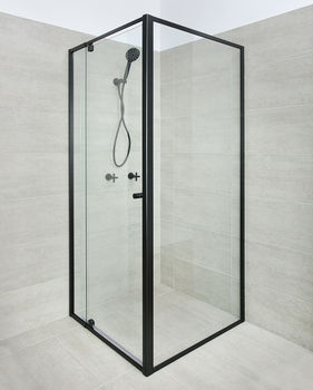 Semi-Frameless Pivot Screen - Matte Black - Return Panel Only | Bathroom Creations PTY LTD